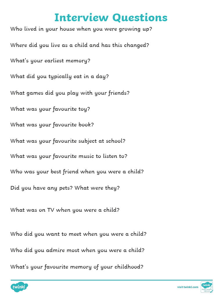 Family Interview Questions Editable | PDF