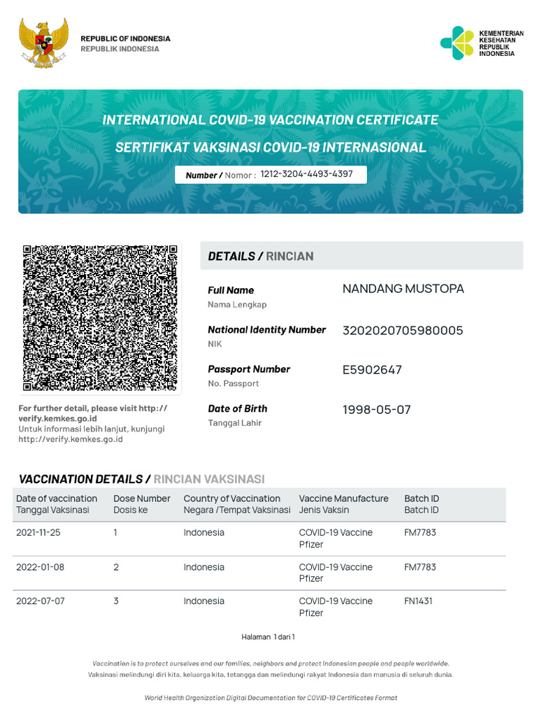 Sertifikat Vaksin Who 753 | PDF