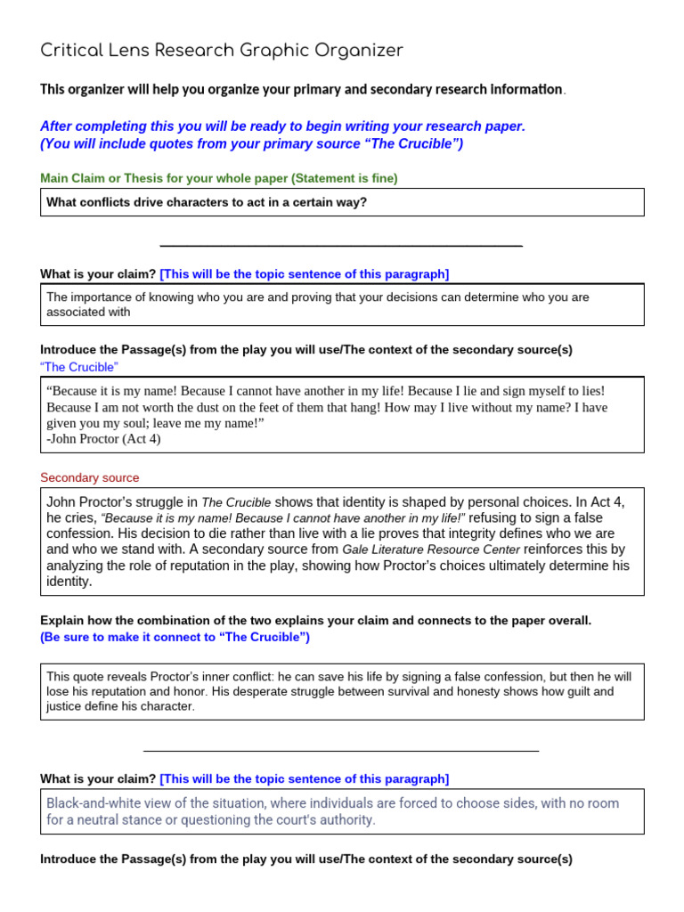 Mark Korol - Critical Lens Research Graphic Organizer | PDF