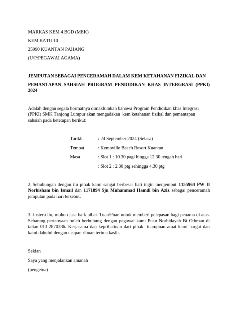 surat jemputan penceramah | PDF