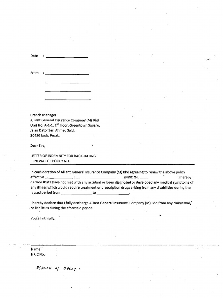 Backdating Letter 2 | PDF