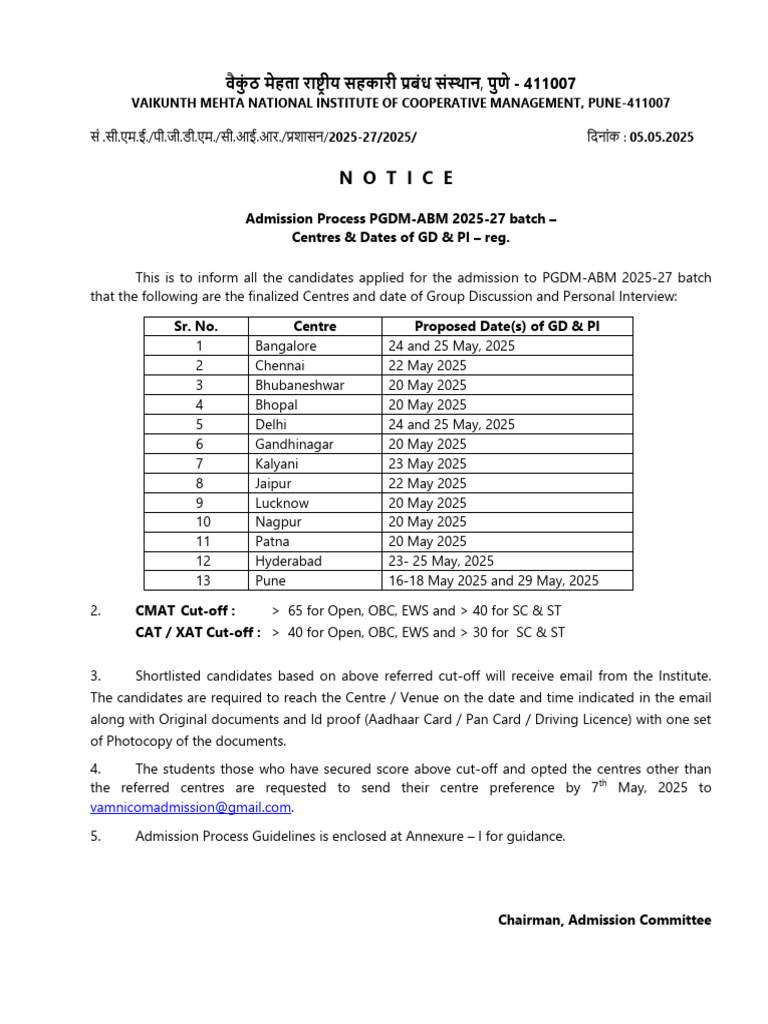 PGDM-ABM Admission Process 25-27 | PDF | Master Of Business Administration