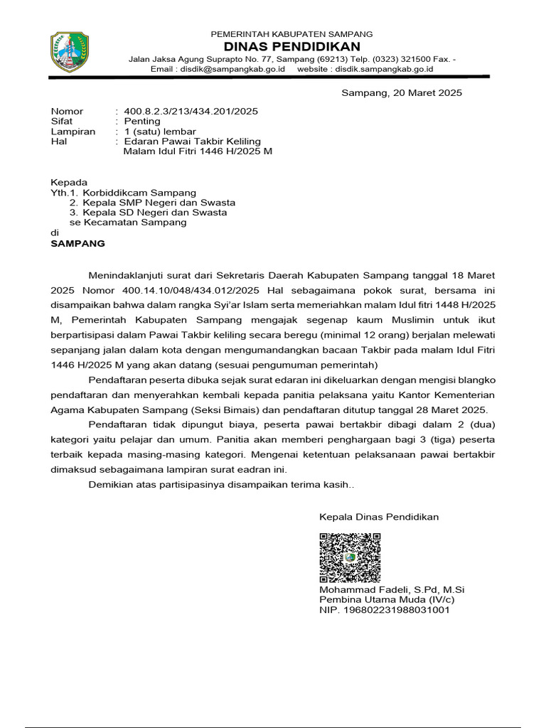 Edaran Pawai Takbir Keliling | PDF