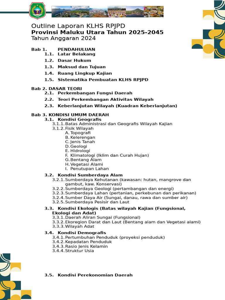 Outline Laporan Dan Peta KLHS RPJPD Prov. Maluku Utara | PDF