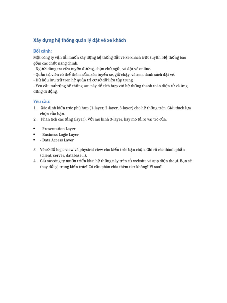 BaiTapTinhHuong KienTrucPhanMem | PDF