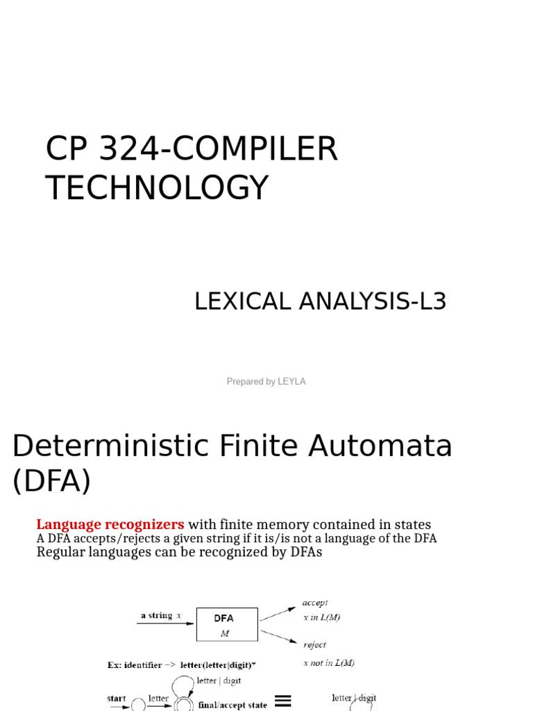 CP 324 Lexical Analysis l3 | PDF | Computer Programming | Formalism (Deductive)