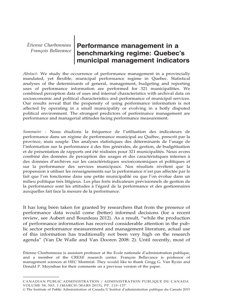 Can Public Adm - 2015 - Charbonneau - Performance Management in A ...