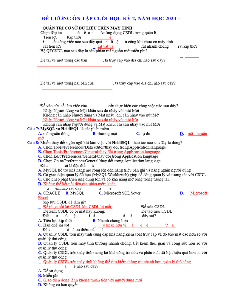 24-25_DE CUONG HKII TIN HOC 11 | PDF