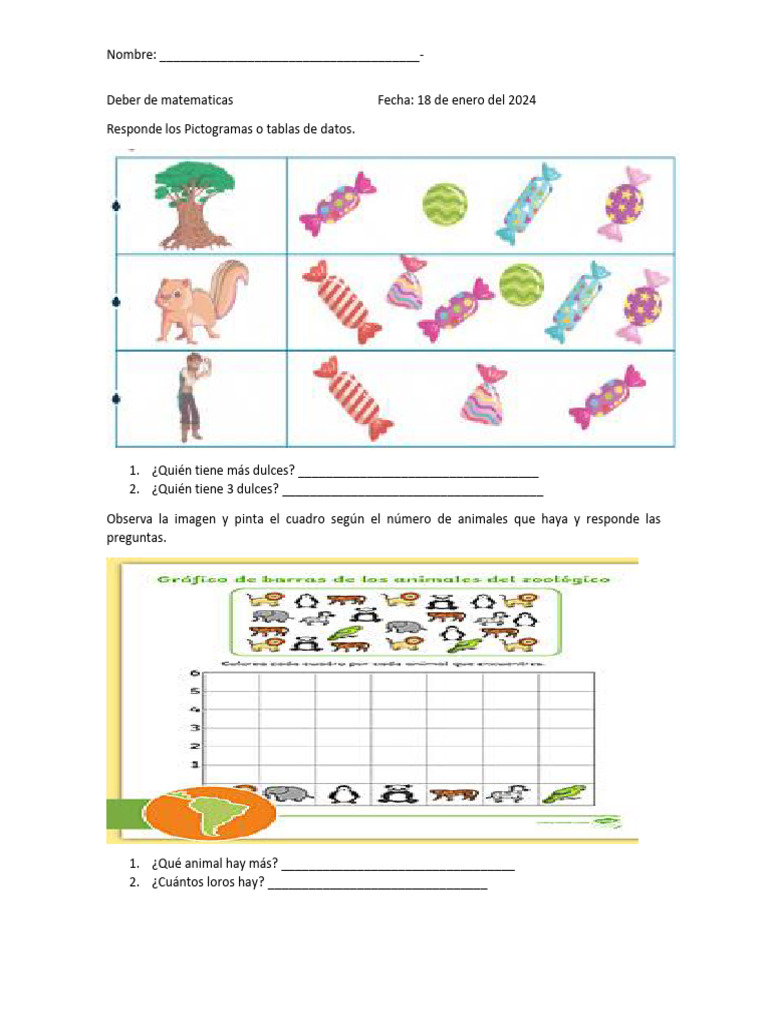 Deber de Matematicas PICTOGRAMAS | PDF