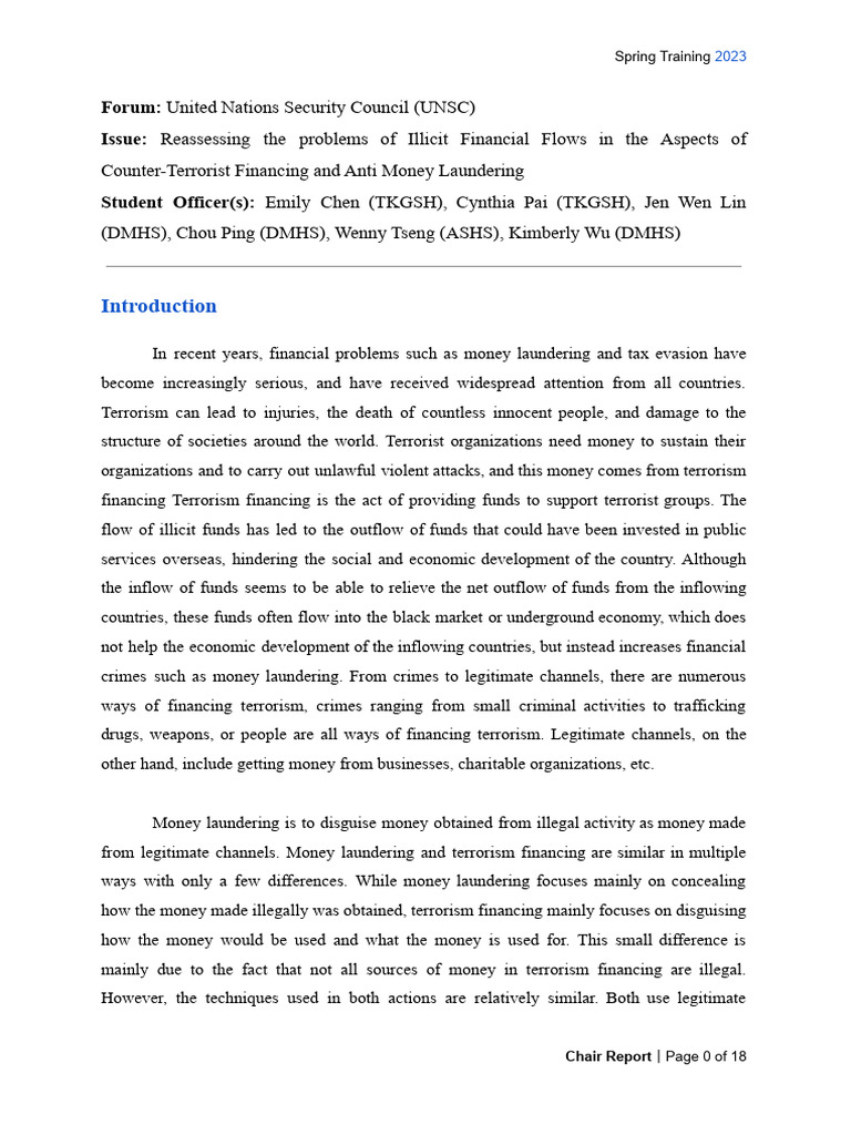 ETMUN UNSC Background Guide (1) | PDF | Terrorism Financing | Money Laundering