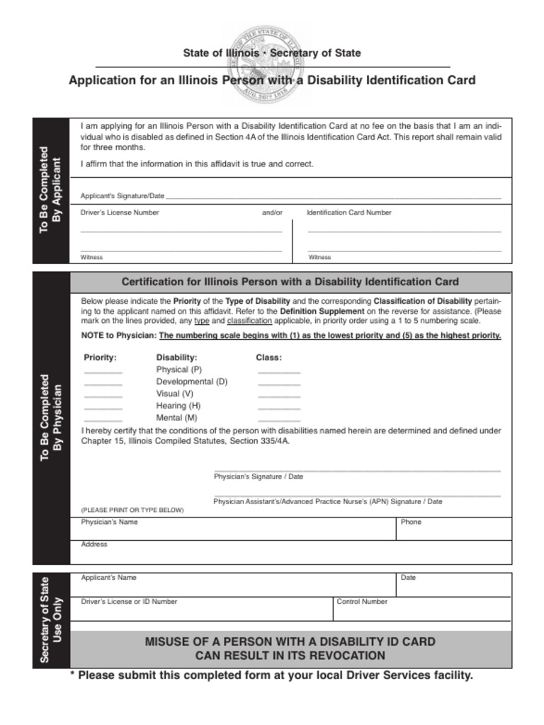IL DMV Class 2 Disability ID Card | PDF | Disability | Visual Impairment