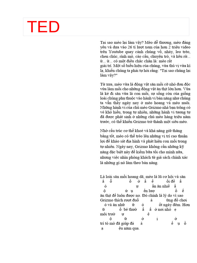 TED Why Do Cats Act So Weird | PDF