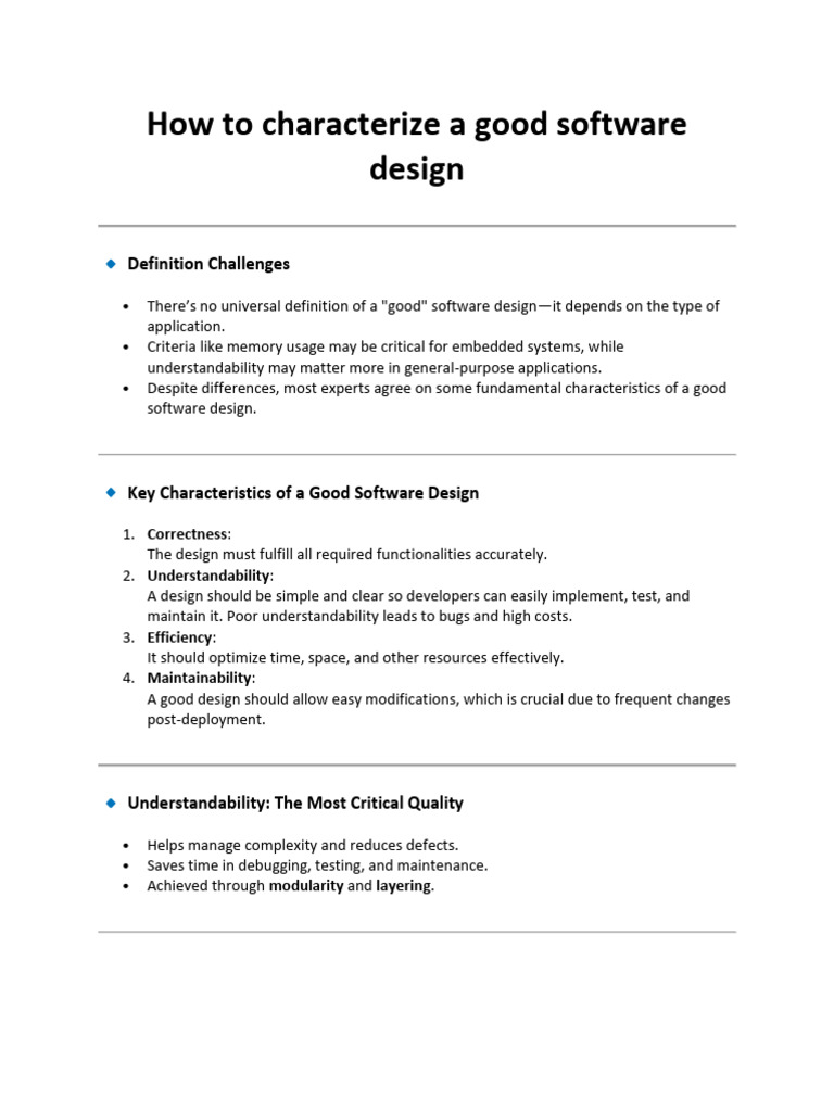 How To Characterize A Good Software Design | PDF