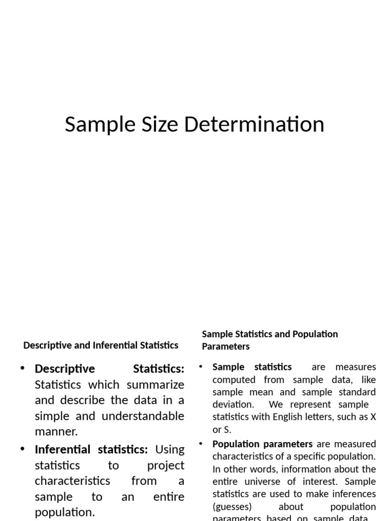 Lecture 21 Sample Size Determination | PDF | Sample Size Determination | Sampling (Statistics)