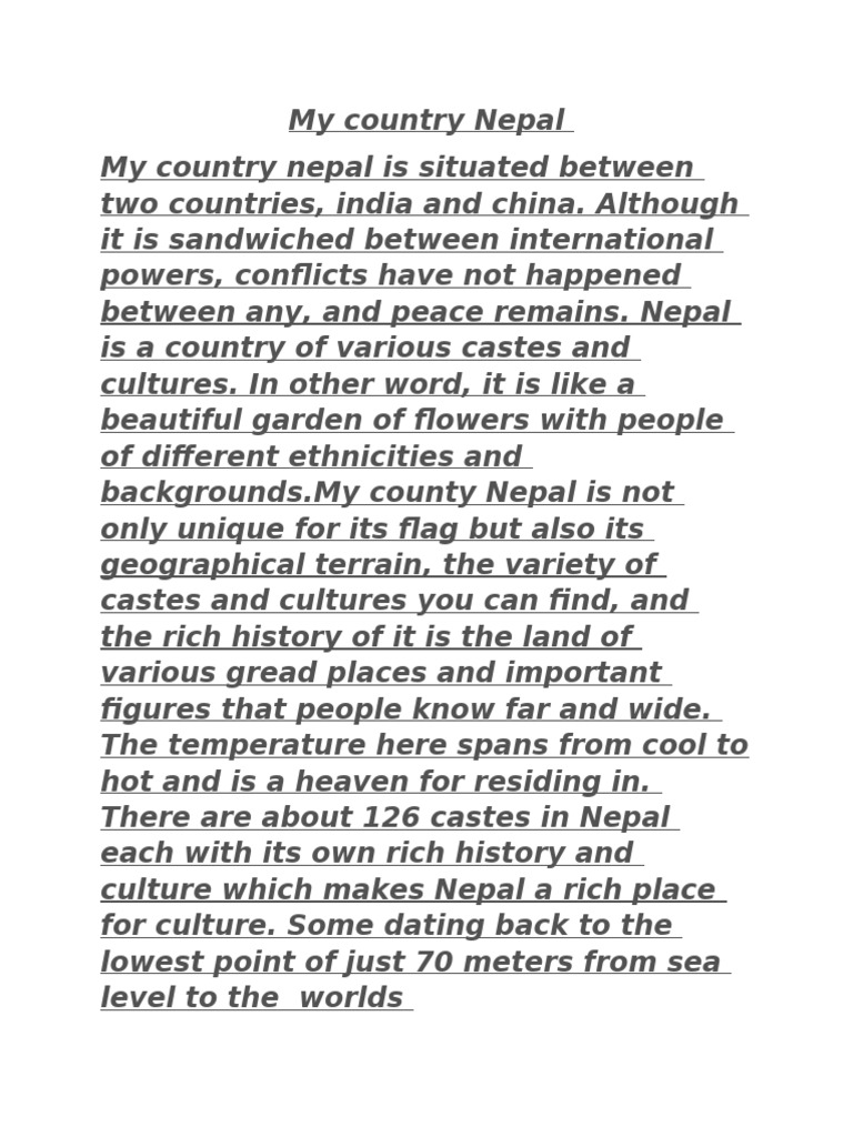 My Country Nepal Is Situated Between Two Countries | PDF