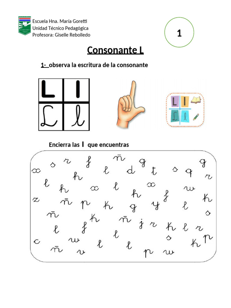 Actividades con la consonante L | PDF