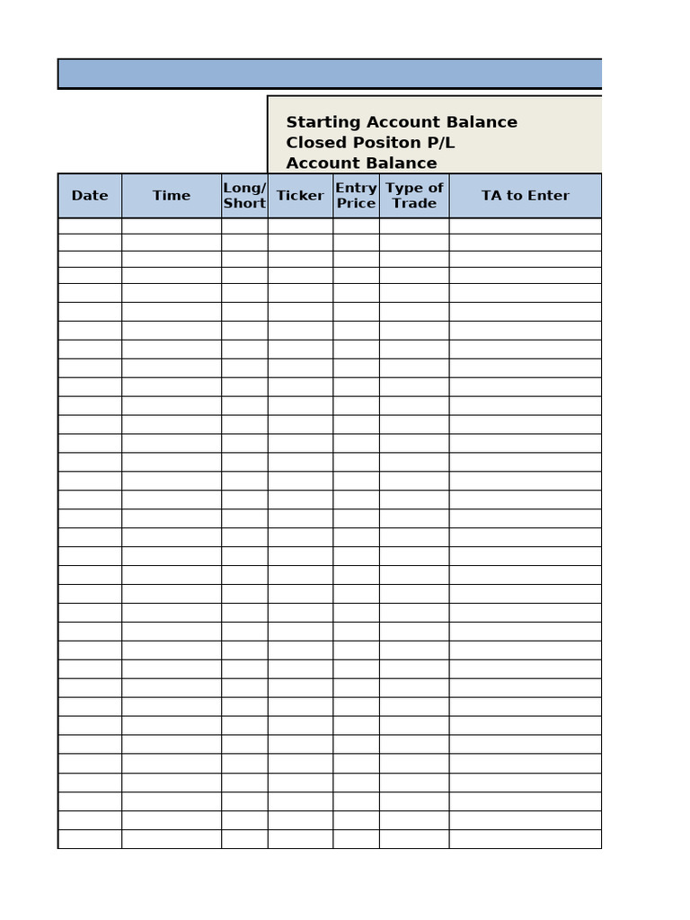 Trading Journal Template and Log | PDF | Economies | Financial Economics