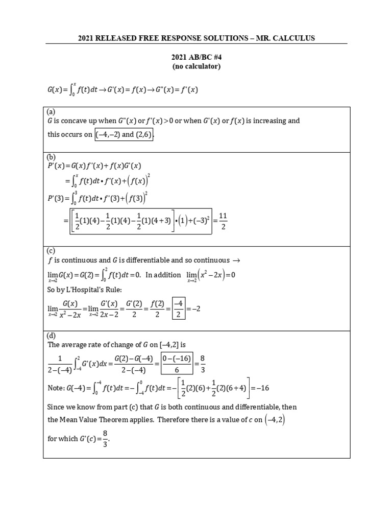 AP2021 CALC AB FRQ Solution | PDF