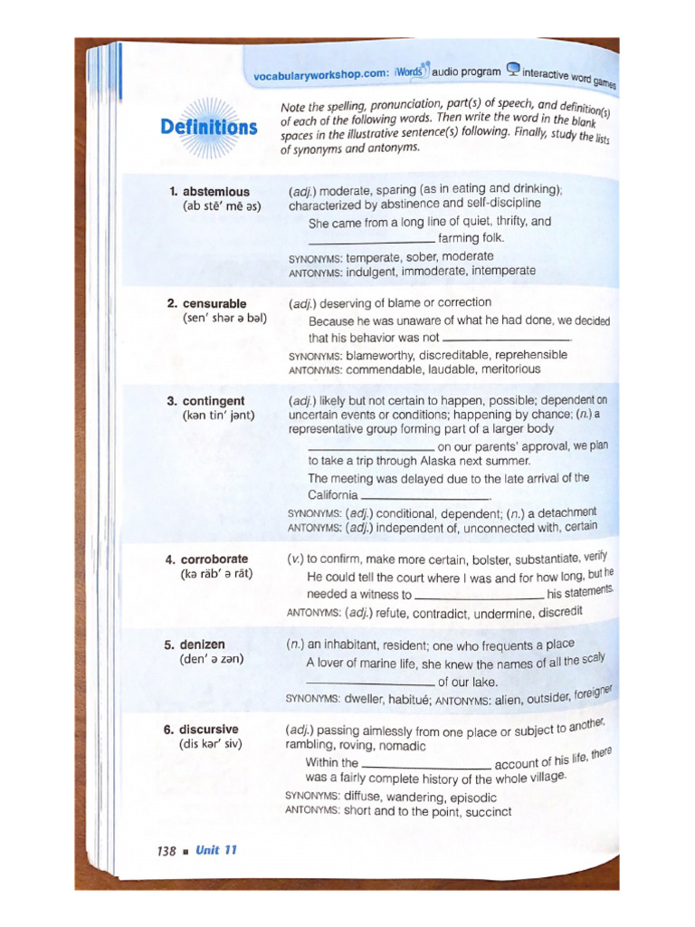 Unit 11F Words | PDF