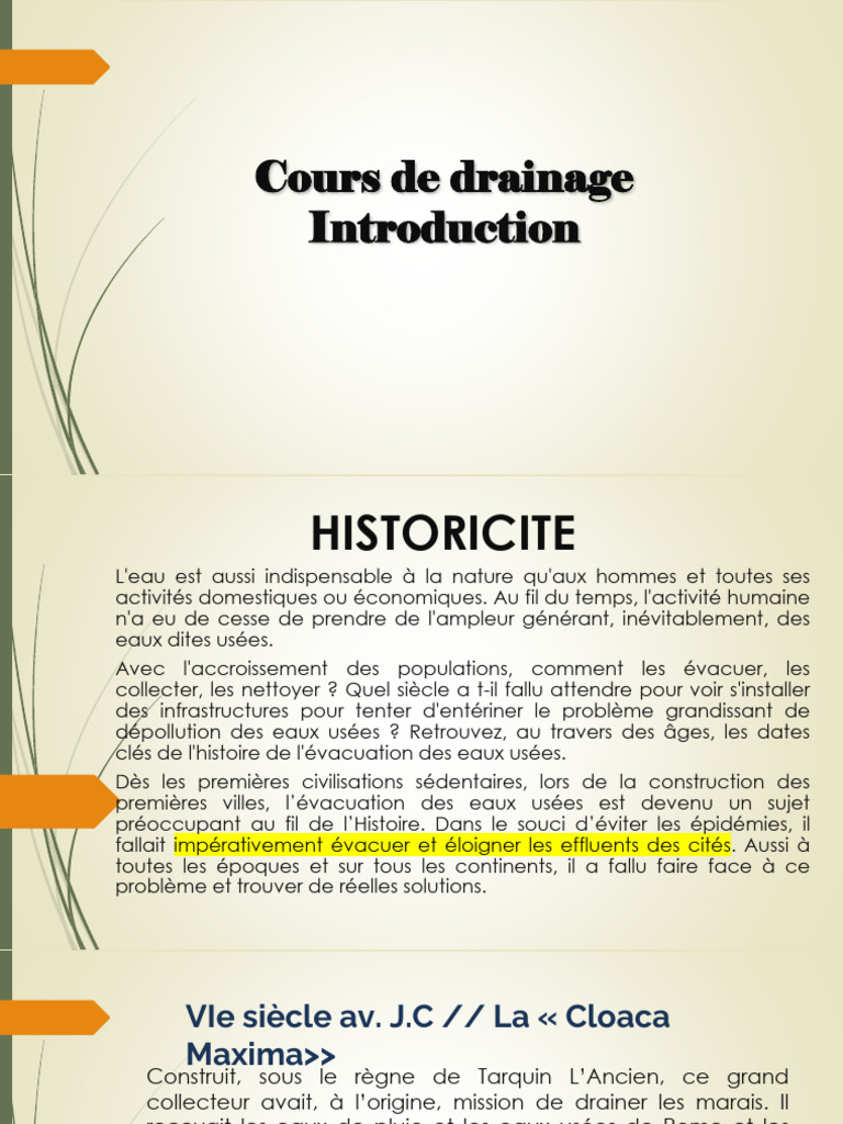Cours sur le drainage des eaux usées | PDF | Assainissement | Eaux usées