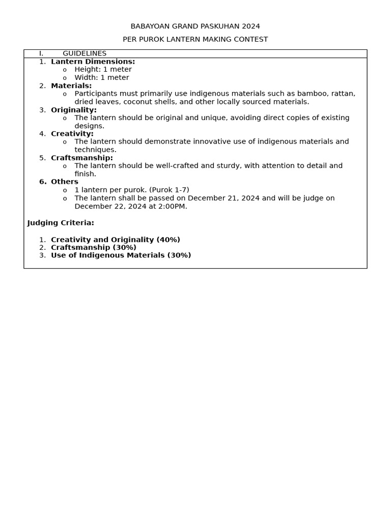 Babayoan Grand Paskuhan 2024 Activities | PDF