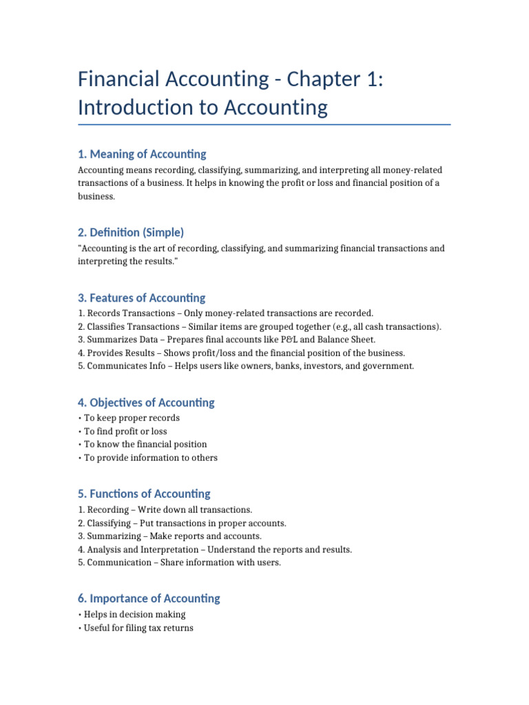 Chapter 1 Introduction To Accounting | PDF