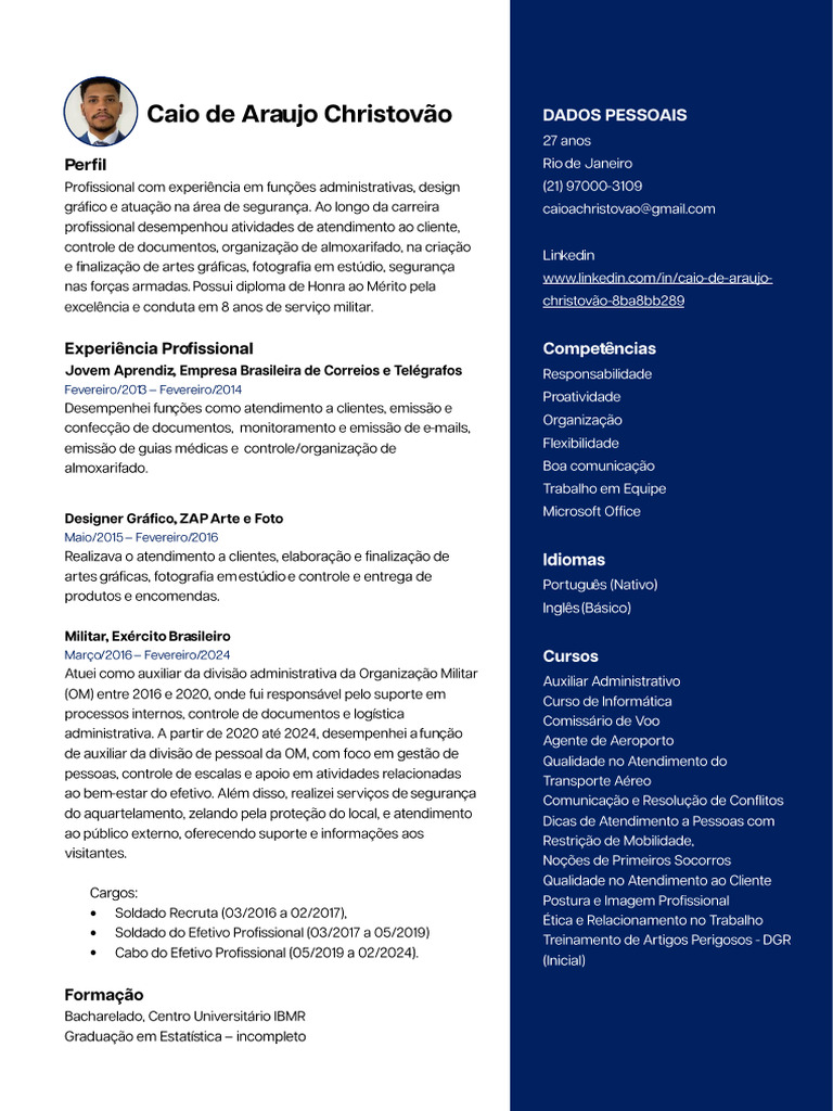Curriculo - Caio de Araujo Christovao - Atualizado | PDF