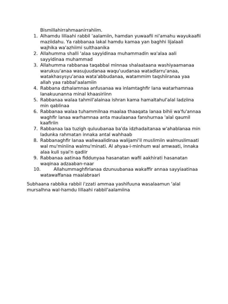 Doa Habis Holat | PDF