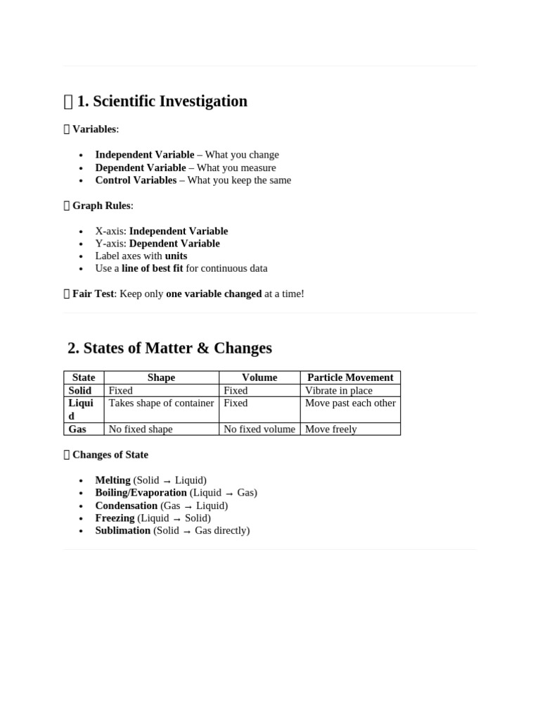 Science Checkpoint Cheatsheet | PDF | Cellular Respiration | Water