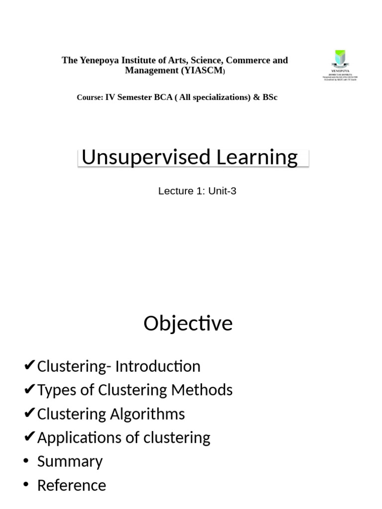 Lecturer-1 Unit 3 | PDF | Cluster Analysis | Machine Learning