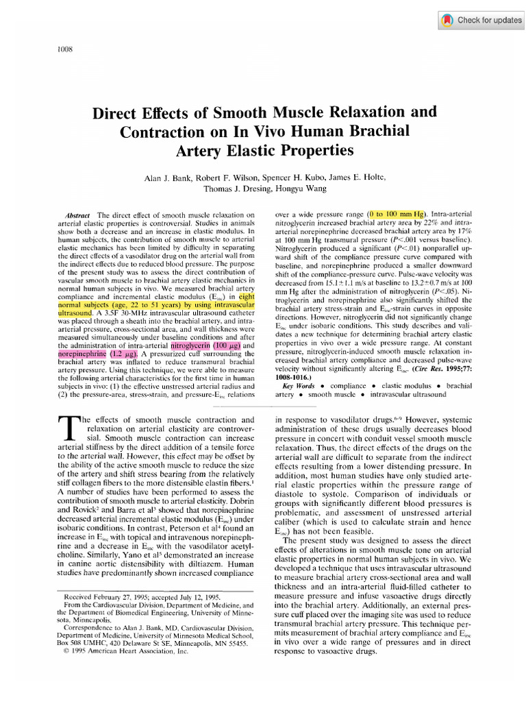 1995 Bank, Direct Effects of Smooth Muscle Relaxation and Contraction ...