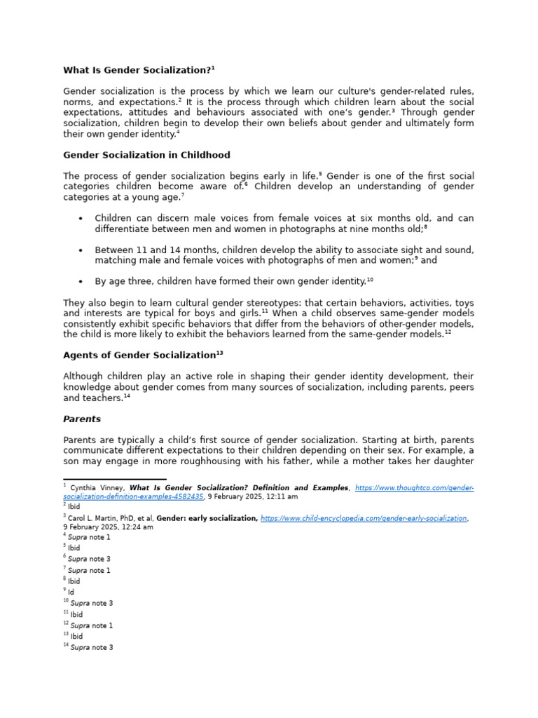 What Is Gender Socialization | PDF | Socialization | Gender