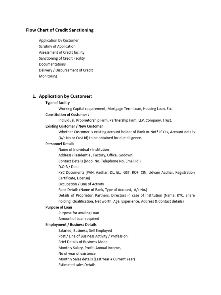 Flow Chart of Credit Sanctioning | PDF | Credit | Finance & Money ...