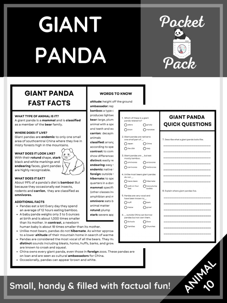 Giant Panda Pocket Pack by The Wolfe Pack | PDF | Giant Panda | Bears