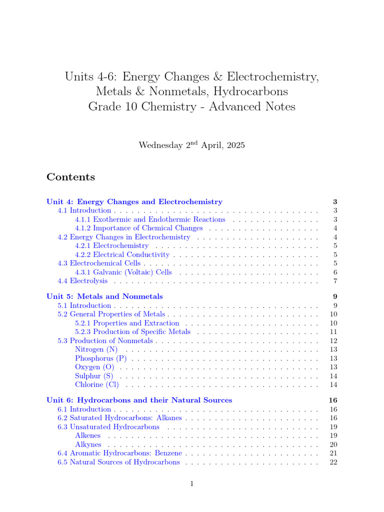 Advanced Chemistry Notebook - Grade 10 Unit 4-6 | PDF | Alkene | Electrode