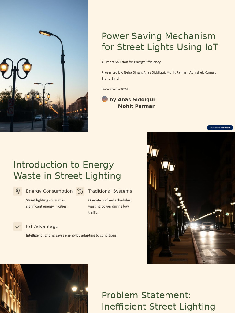 Presentation for power saving mechanism using street light | PDF ...