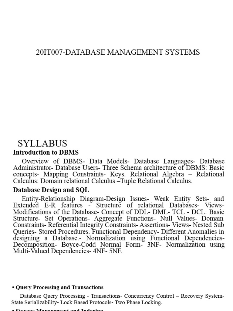 20it007-Database Management Systems.pptx | PDF | Relational Model ...