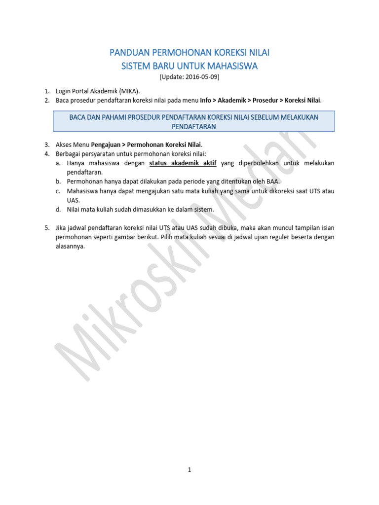 Panduan Koreksi Nilai Untuk Mhs 2016-05-09 | PDF