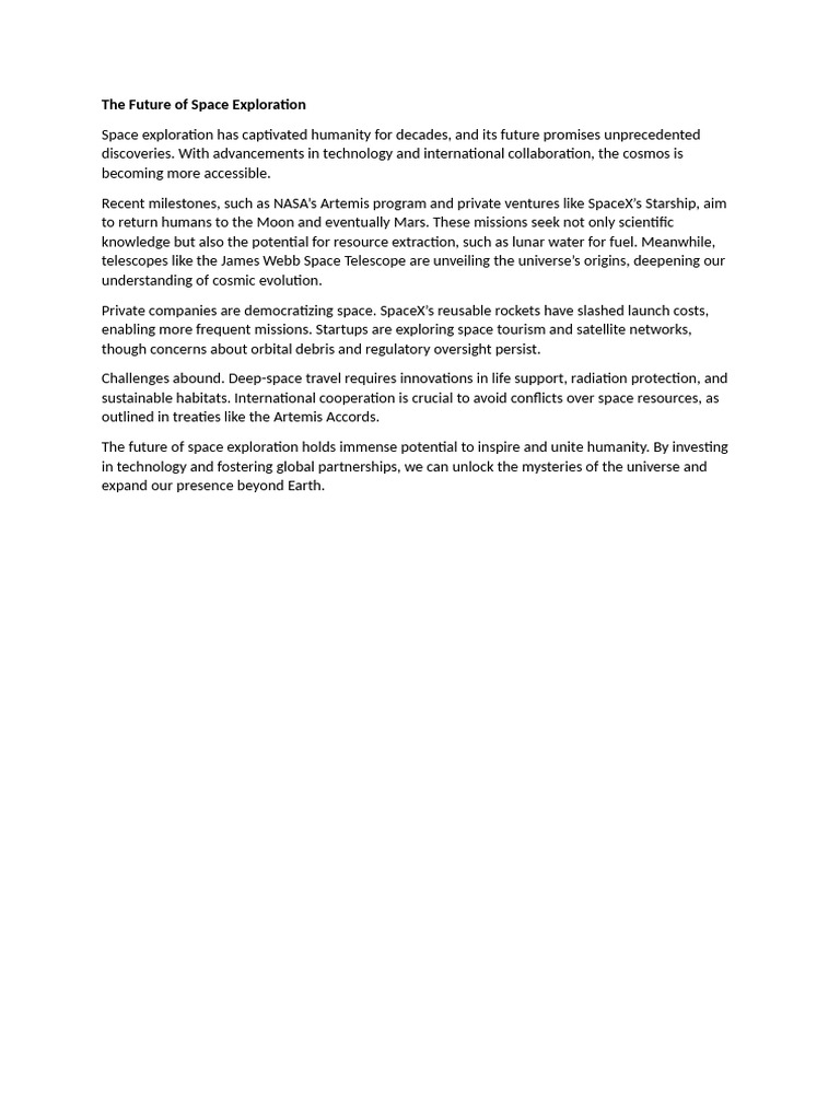 The Future of Space Exploration | PDF