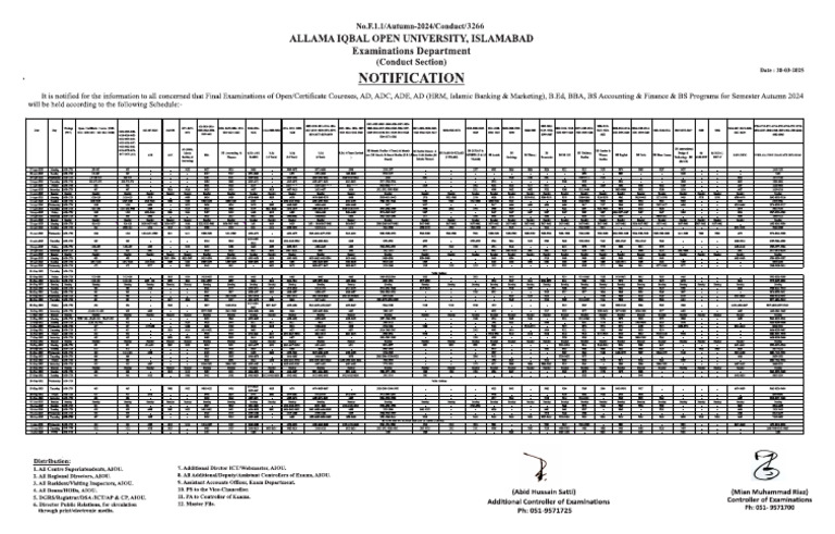 UPDATED PHASE-II ODL Date Sheet Autumn 2024 | PDF