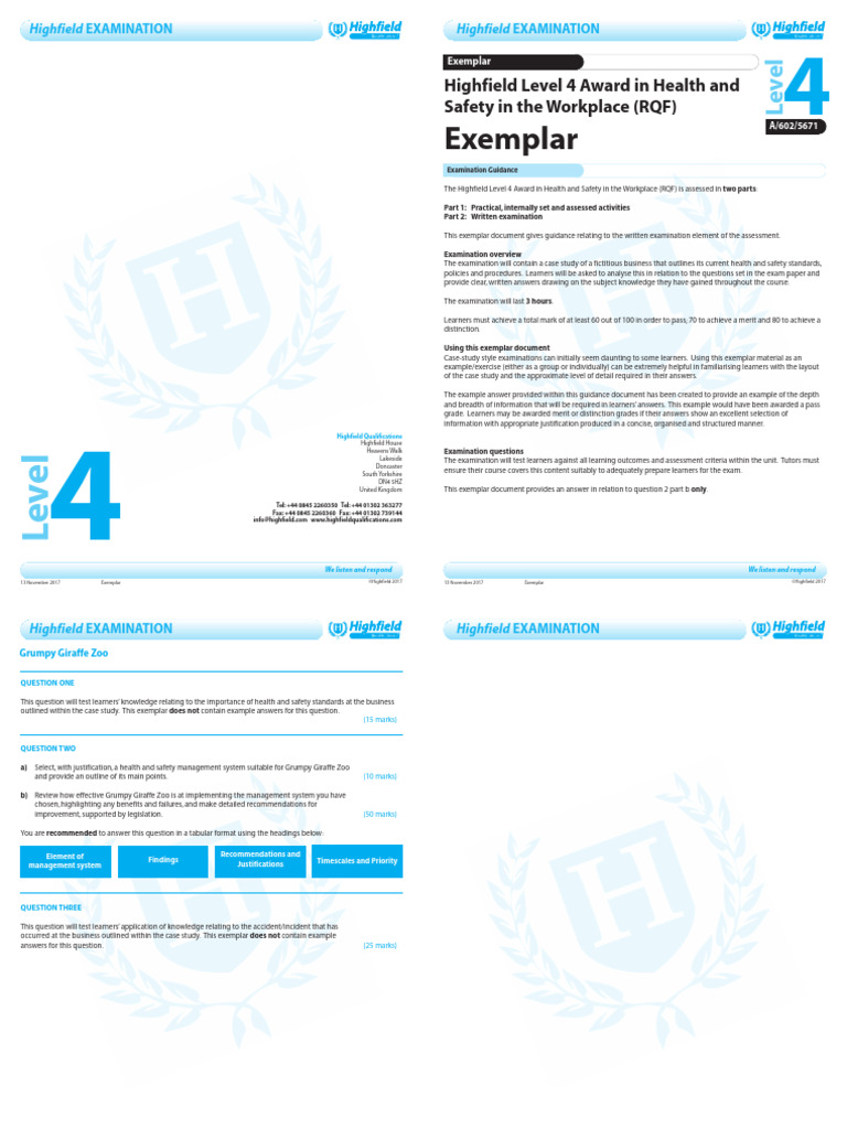 (01122017 1605) Highfield l4 Award in Hands in The Workplace - Case Study Exemplar | PDF ...