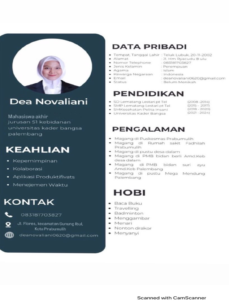 CV Dan Dokumen Dea Novaliani | PDF