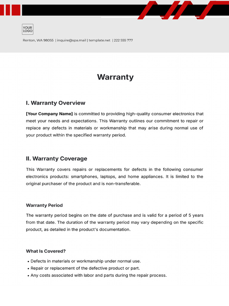 Warranty Template | PDF