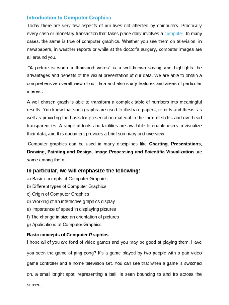 Introduction To Computer Graphics - New | PDF | Graphics | Computer ...