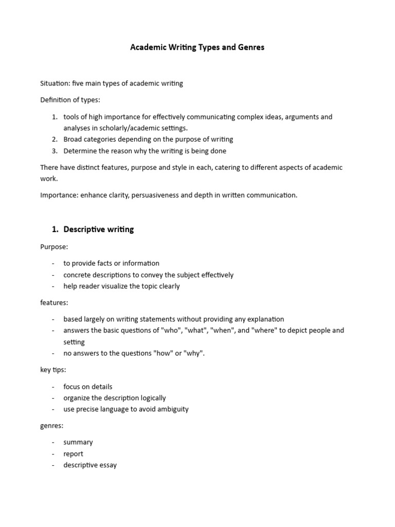 Academic writing types and genres to compose in groups | PDF | Argument ...