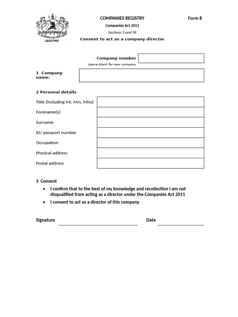 Director Consent Form Template | PDF