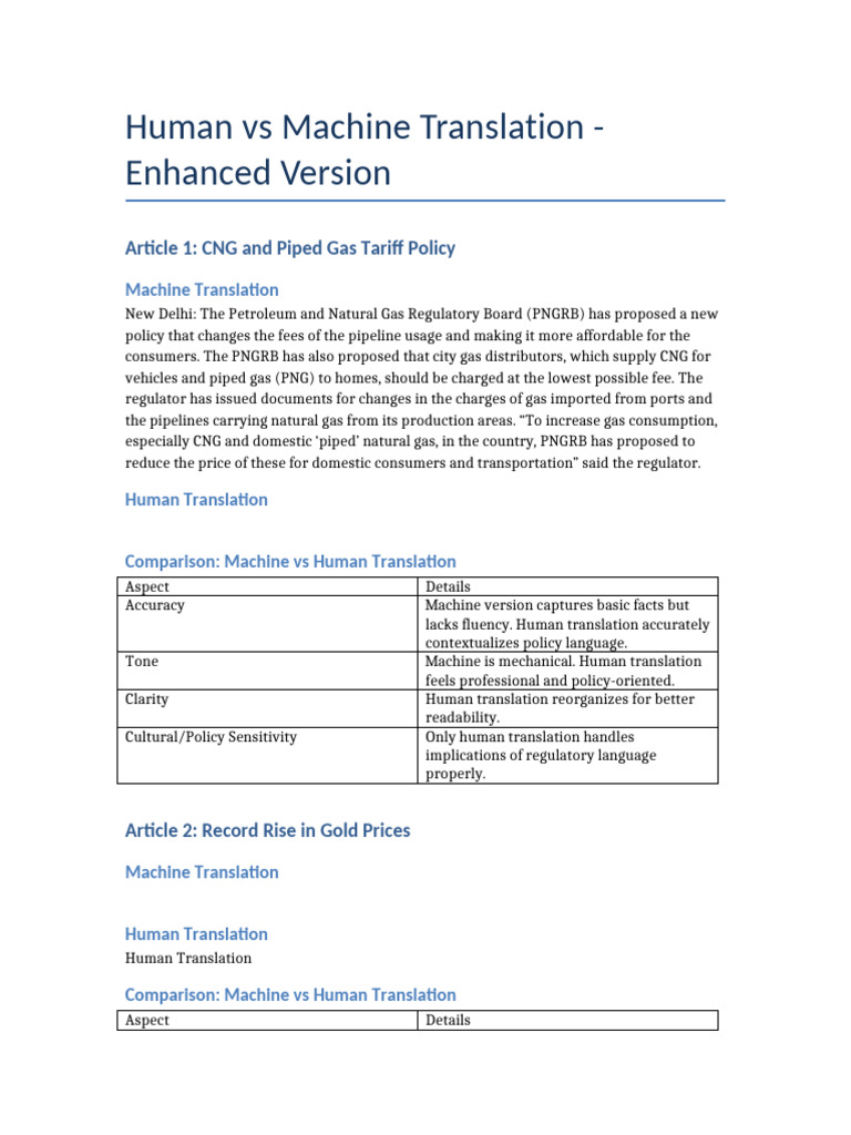 Human_vs_Machine_Translation_Enhanced | PDF | Translations | Natural Gas