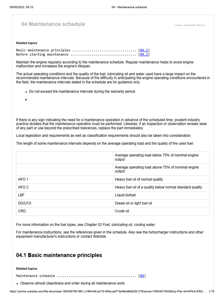 Engine Maintenance Schedule Overview | PDF | Pump | Valve