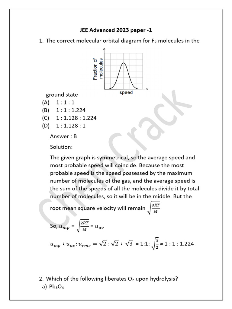 JEE Advanced 2020 Paper 1 | PDF | Ion | Perchlorate