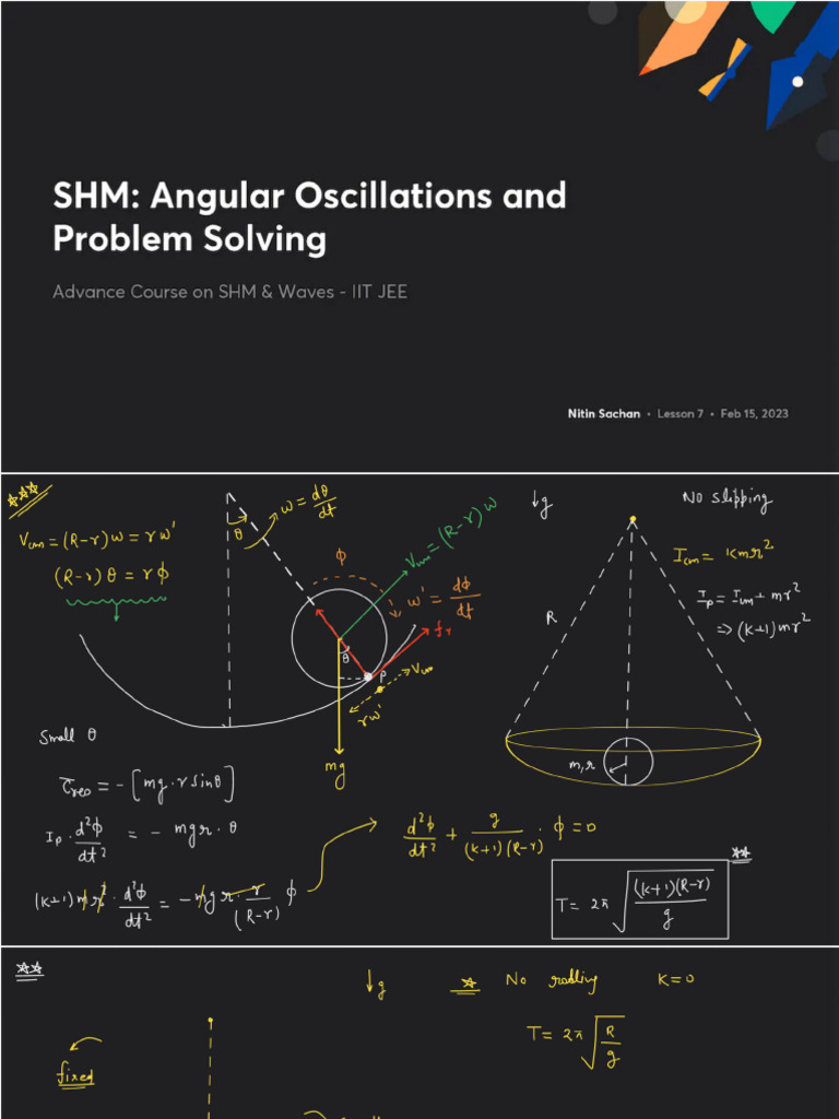 SHM Angular Oscillations and Problem Solving With Anno | PDF